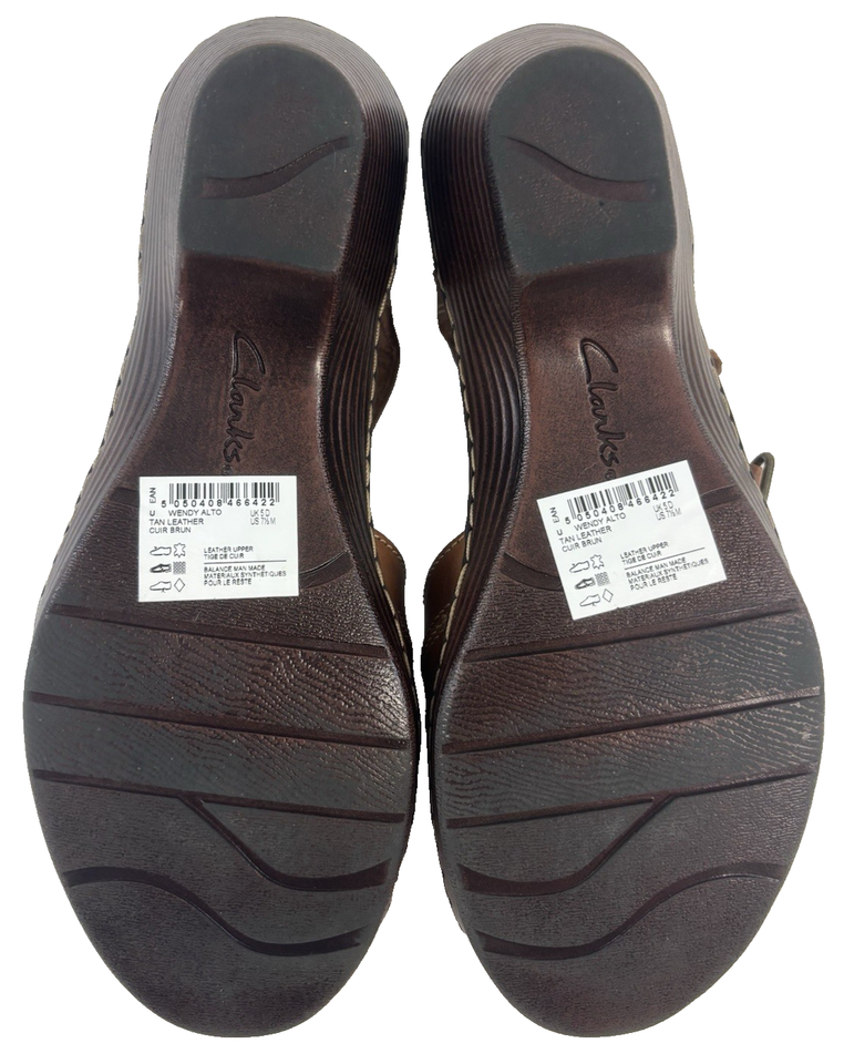 Clarks Collection Wendy Alto T-Strap Sandals Tan Brown Leather New in ...