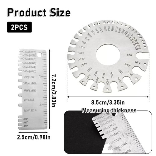 2 Pcs Wire Gauge Measuring Tool Wire Size Chart Stainless Steel ...