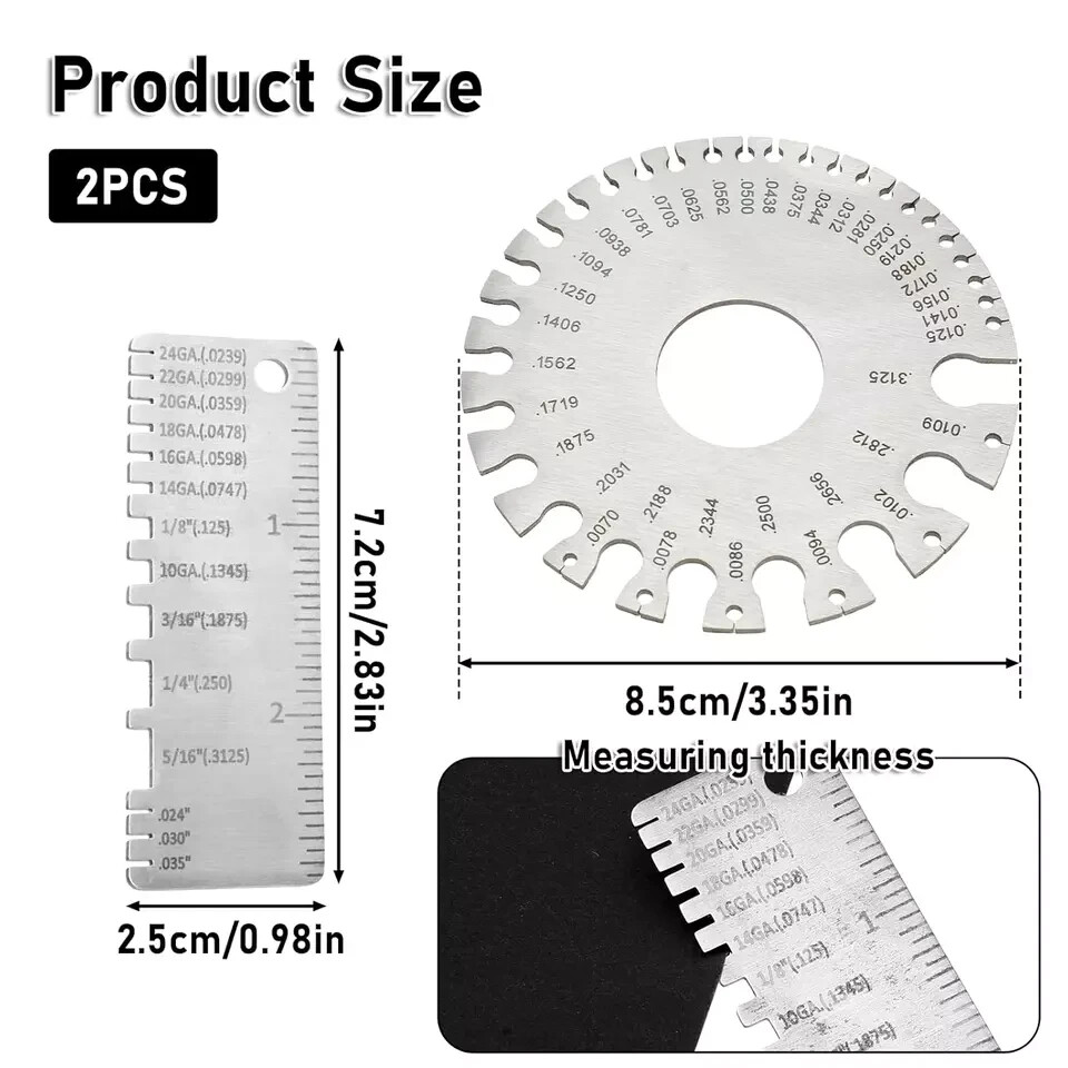 2 Pcs Wire Gauge Measuring Tool Wire Size Chart Stainless Steel ...
