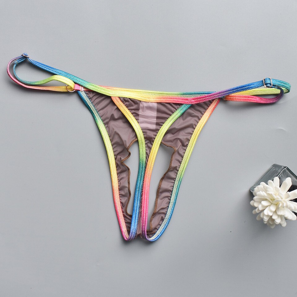 Sexy Men's Mesh Open Front Thong Underwear Elastic G-string Tanga ...