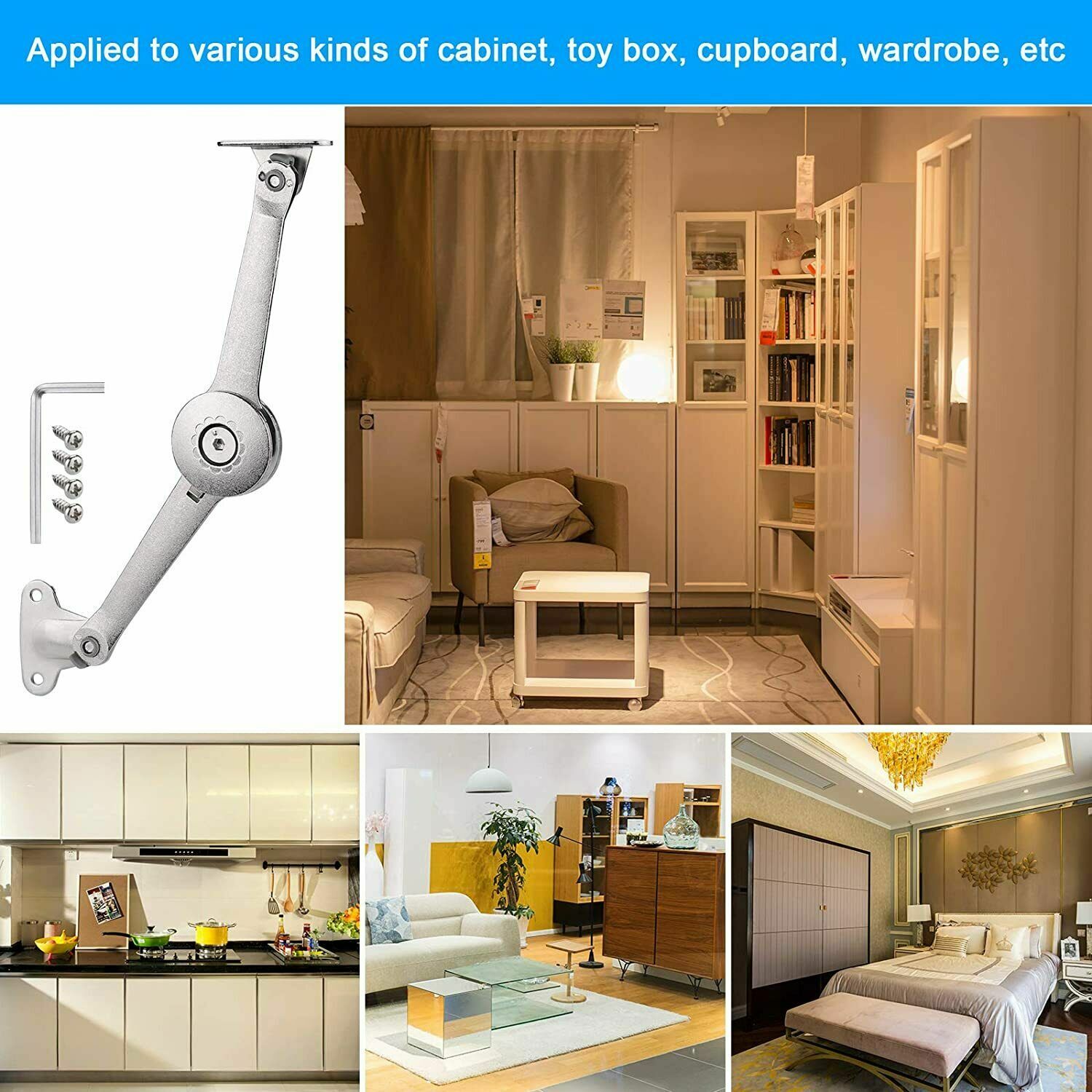 1Pair Lid Support Hinge Random Angle Lid Flap Stays for Cabinet Chest ...