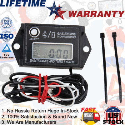 Digital Mini Tachometer Tach Hour Meter Job Timer Resettable for Kohler ...