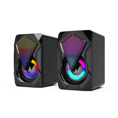 Surround Sound System LED PC Speakers Gaming Bass USB Wired Desktop Computer UK | eBay UK