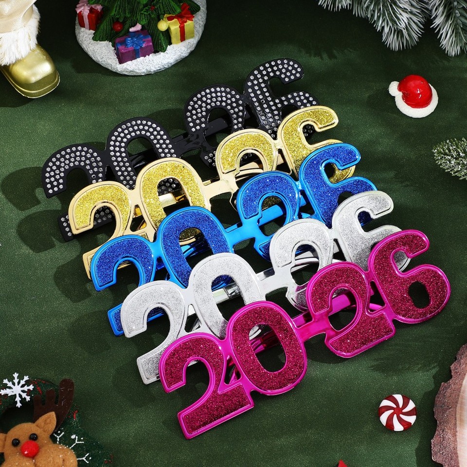 5 Pcs 2026 Number Eyewear Novelty Sunglasses Frame Glitter Eyeglasses ...