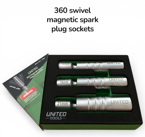 360° Spark Plug Socket Set 3/8"Dr Thin Wall Magnetic Sockets 14mm 16mm ...