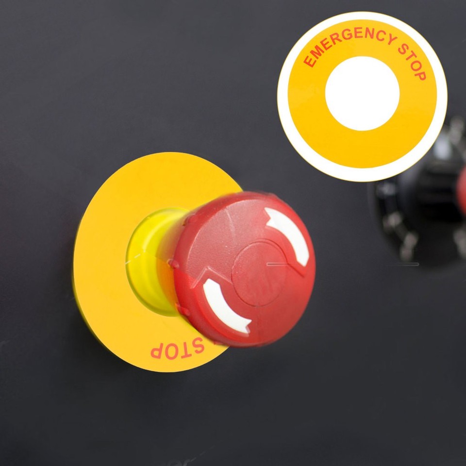 4Pcs Machinery Power Stickers Emergency Stop Sticky Sign Emergency Stop ...