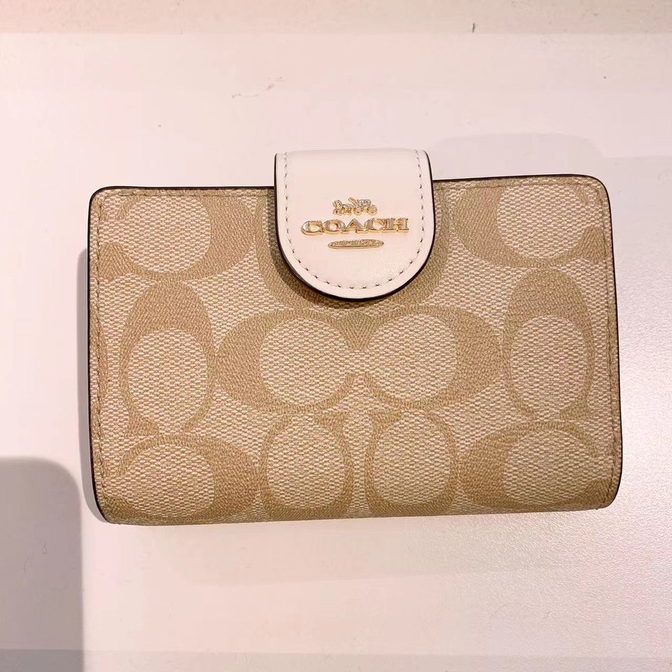 NWT COACH Medium Corner Zip Wallet In Signature Canvas C0082/CW786 | eBay