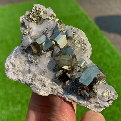 120G Natural clear quartz with Pyrite Cube cluster crystal chakra ...