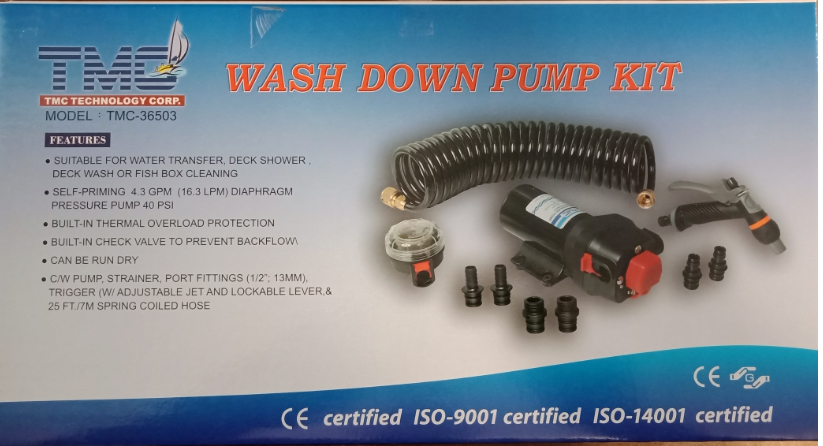 Boat Wash down Pump Kit TMC 16.3 LPM Self Priming Pump Strainer Hose ...