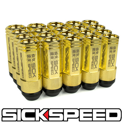 SICKSPEED 20 PC 24K GOLD ALUMINUM EXTENDED 50MM 3 PC LUG NUTS 12X1.25 ...