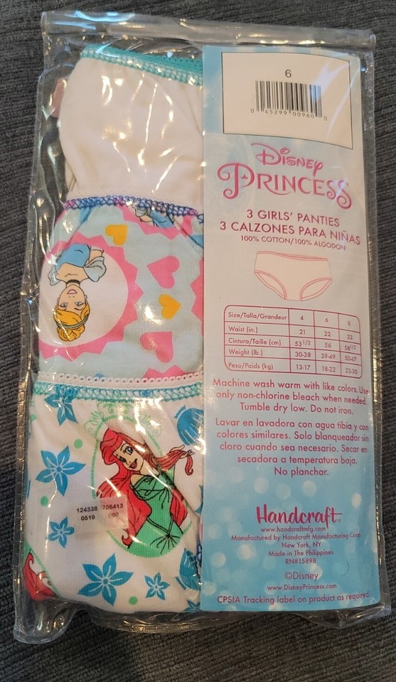 Disney Princess Girls' Panties | 3 Pack | Size 6 | Underwear Underpants ...