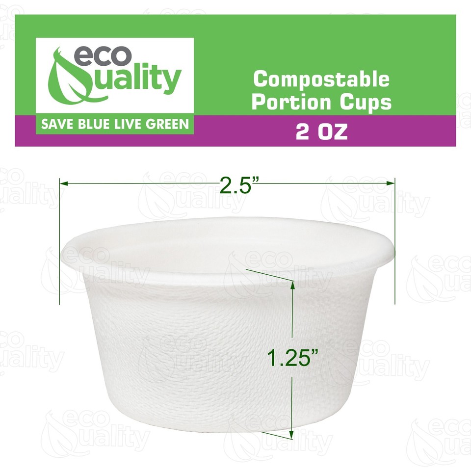 2oz Compostable White Souffle Portion Cup, Disposable Sample Sauce Cup ...