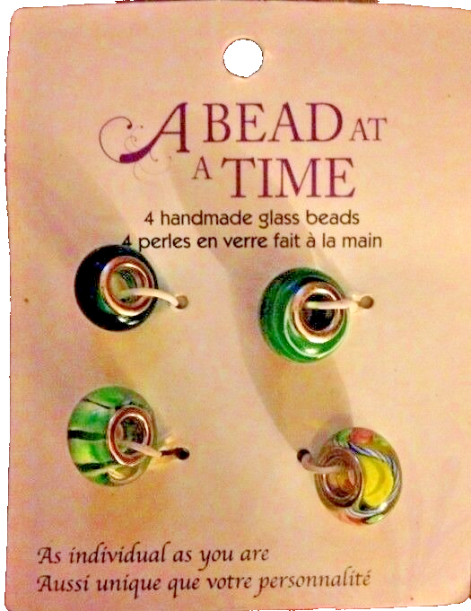 Solid Oak Inc. A Bead At A Time Green 4 Handmade Beads / Charm / Darice ...