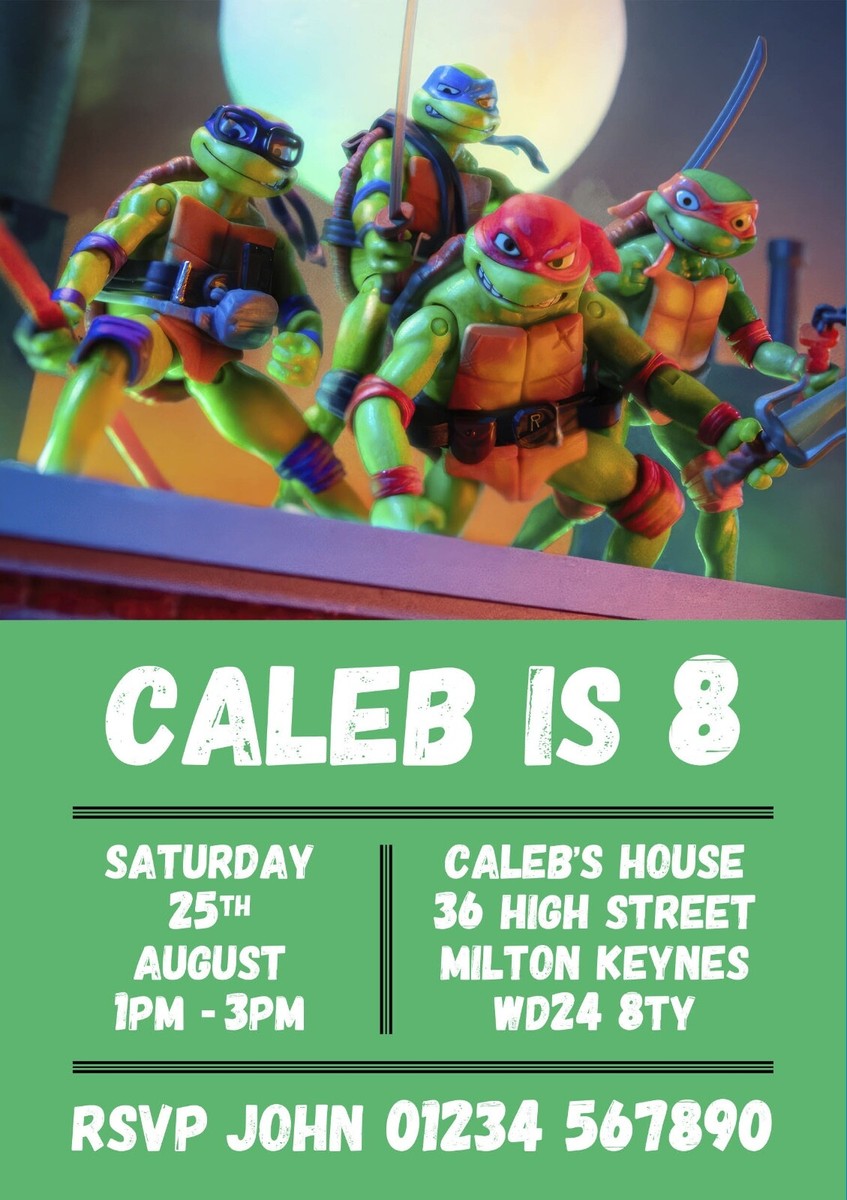 Ninja Turtles Birthday Party Invitations Printable A Turtle Y Awesome