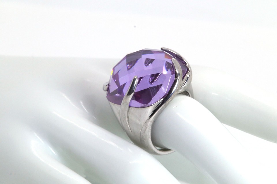 Sterlingsilberring With Large Purple Color Stone, Blumenmuster ...