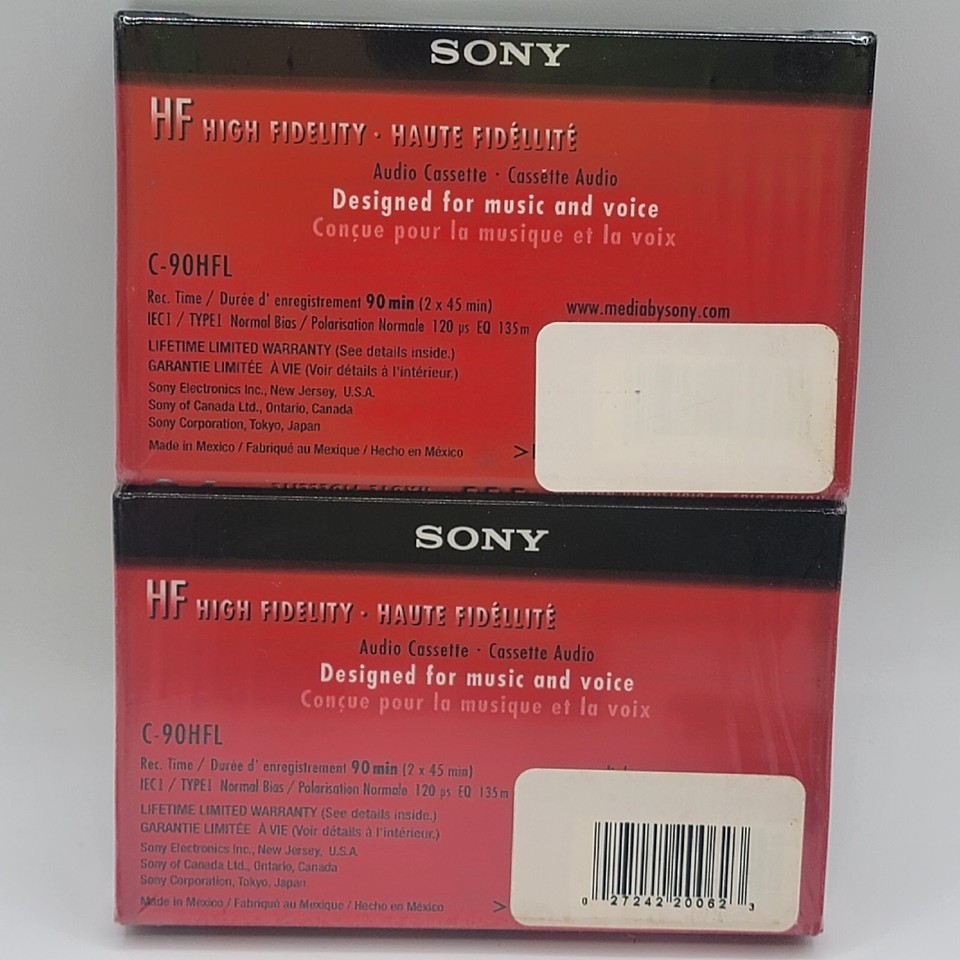 Lot of 6 Sony High Fidelity HF 90 Minute Blank Audio Cassette Tapes New ...