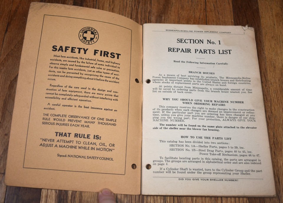 Vintage Minneapolis Moline Model D Corn Sheller Repair Part List Farm ...