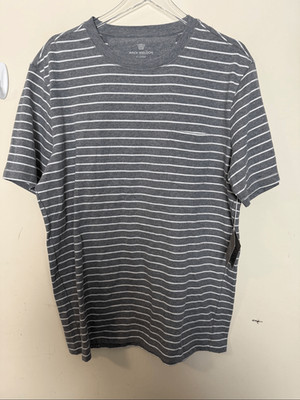 Mack Weldon Dryknit Cotton Tee XL Gray White Stripe Soft Lightweight ...