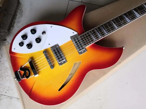 Semi Hollow Body Left Hand Electric Guitar 12 Strings in Cherry Sunburs ...