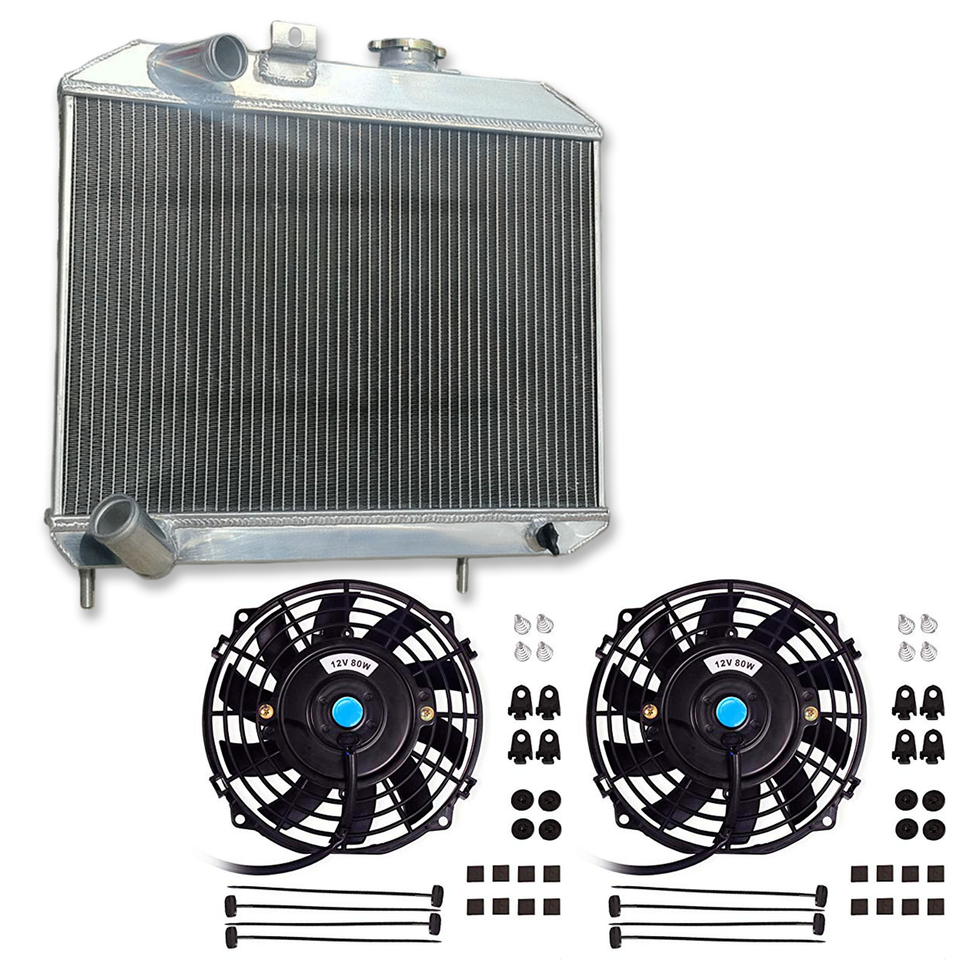 3 Row Aluminum Radiator+Fan For 1941-1952 Jeep Willys MB/CJ-2A/M38/Ford ...