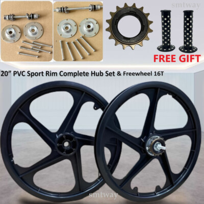 BMX Bicycle 20" PVC Sport Rim Complete (Black) Wheelset-Hub SeT ...