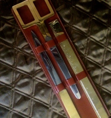 German Desk Set"Solingen Lerche" 22K Gold-Plated&Polished Steel True ...