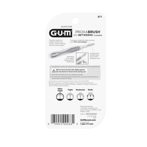 GUM Proxabrush Go-Betweens - Ultra Tight - Interdental Brushes - Soft ...
