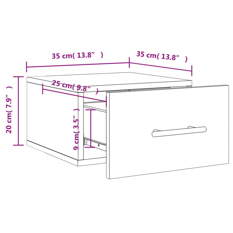 Floating Drawer Wall Mounted Bedside Cabinet Table Nightstand Storage ...