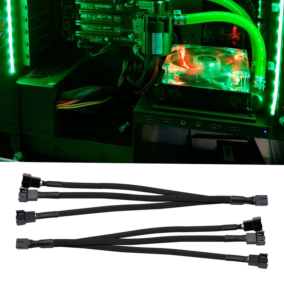 4 Pin 1 to 3 Way Cooling Fan Water Cooler PWM Splitter Adapter Power ...