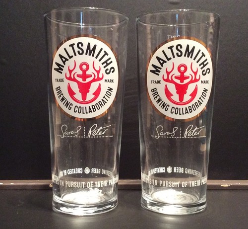 Maltsmiths Brewing Collaboration Beer Pint Glasses 20oz X2 New & Unused ...