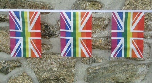 Rainbow Union Jack String Flag Bunting Polyester 3m Long With 10 Flags ...