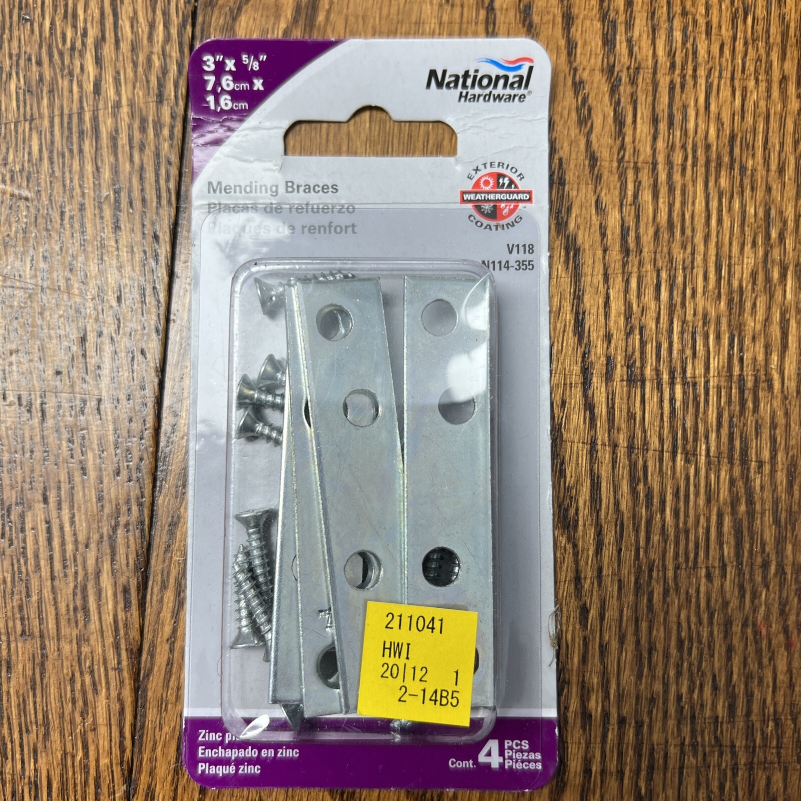 National Hardware N114-355 V118 Zinc Plated Mending Plate, 3" x 5/8" 4 ...