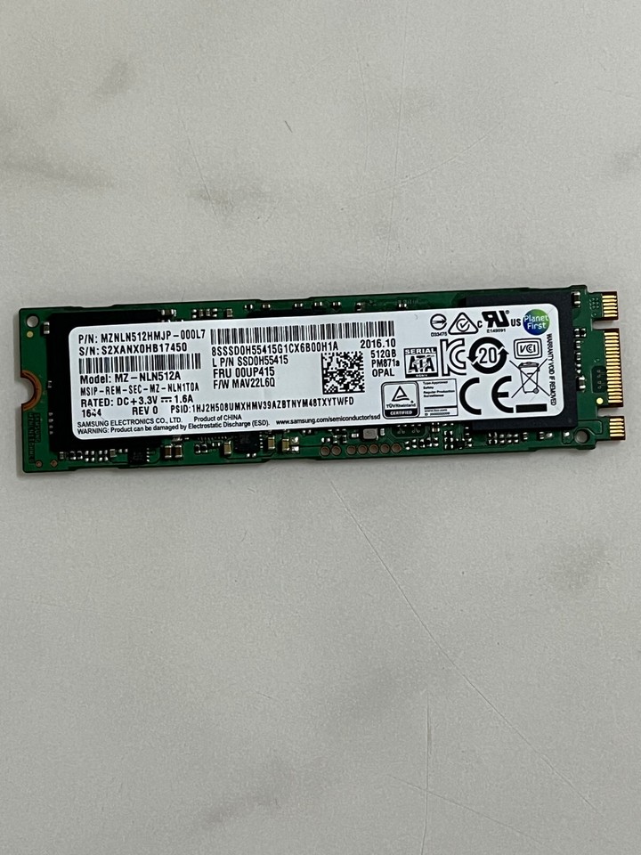 SAMSUNG PM871a MZ-NLN512HMJP--000L7 SSD 512GB M.2 2280 SATA NGFF 6Gb/s ...