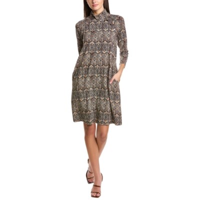 J. MCLAUGHLIN Christabel Catalina Cloth Shift Dress Brown Print Knit ...