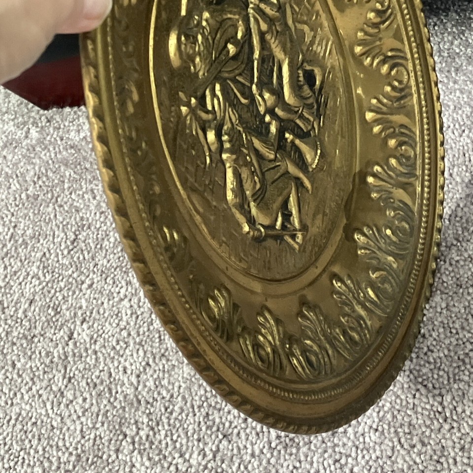 VINTAGE EMBOSSED BRASS 12” WALL PLATE -ENGLAND | eBay