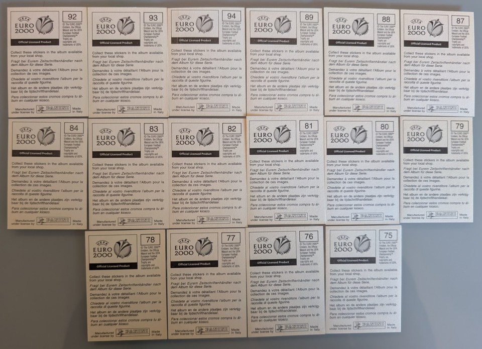 SET 16 Figurine Stickers Squadra TEAM ENGLAND PANINI EURO 2000 - NEW | eBay