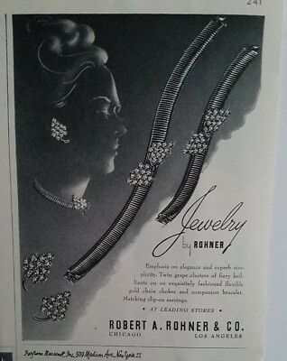 1946 women's Robert Rohner & Co vintage bracelet earrings necklace ...