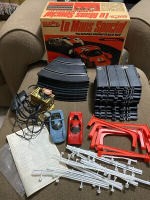 Vintage Eldon Slot Car Curved Track LeMans Special 1/32 Race Set 1968 ...