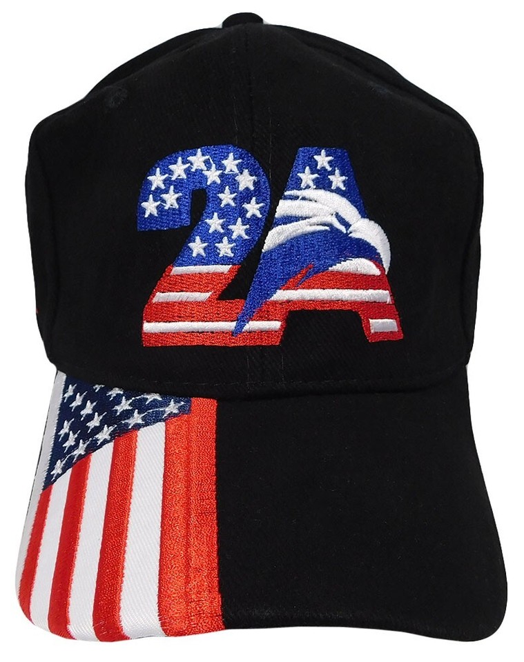 2A USA Eagle Black USA Flag On Bill Cotton Adjustable Embroidered Cap ...