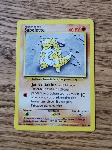 Carte Pokémon Sabelette 62/102 Unlimited Set de Base Wizards | eBay
