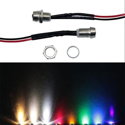 Super bright single signal LEDs 5V 12V 24V M8 Thread + 20cm Cable Model ...