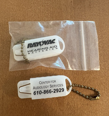 Hearing Aid Battery Caddie Keychain 2 Pack Holds 2 Batteries or Pills ...