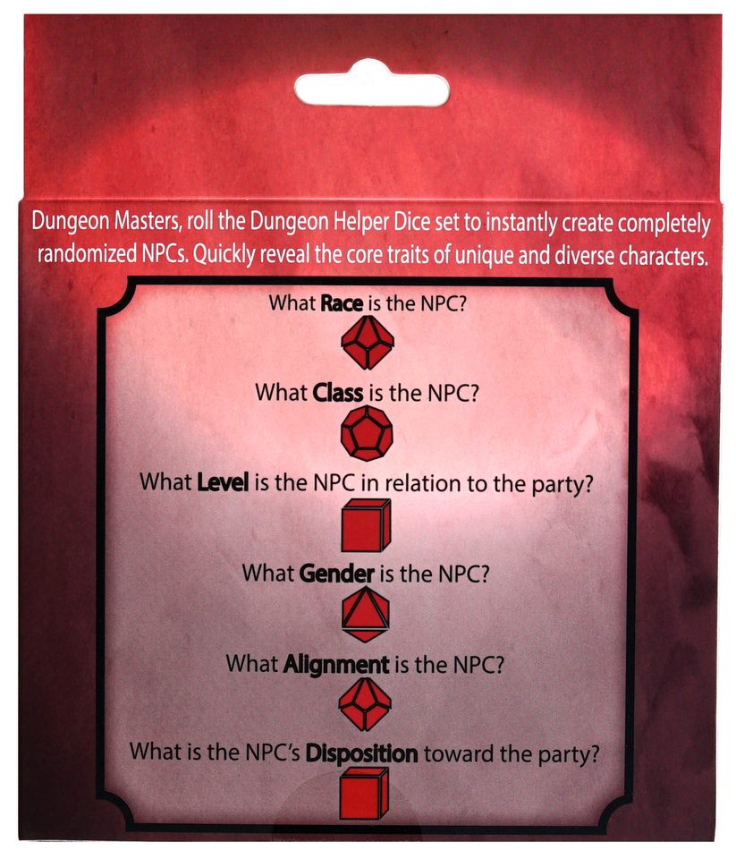 Dungeon Helper Dice: Character Creator 6 Set NPC Randomizer DM GM TTRPG ...