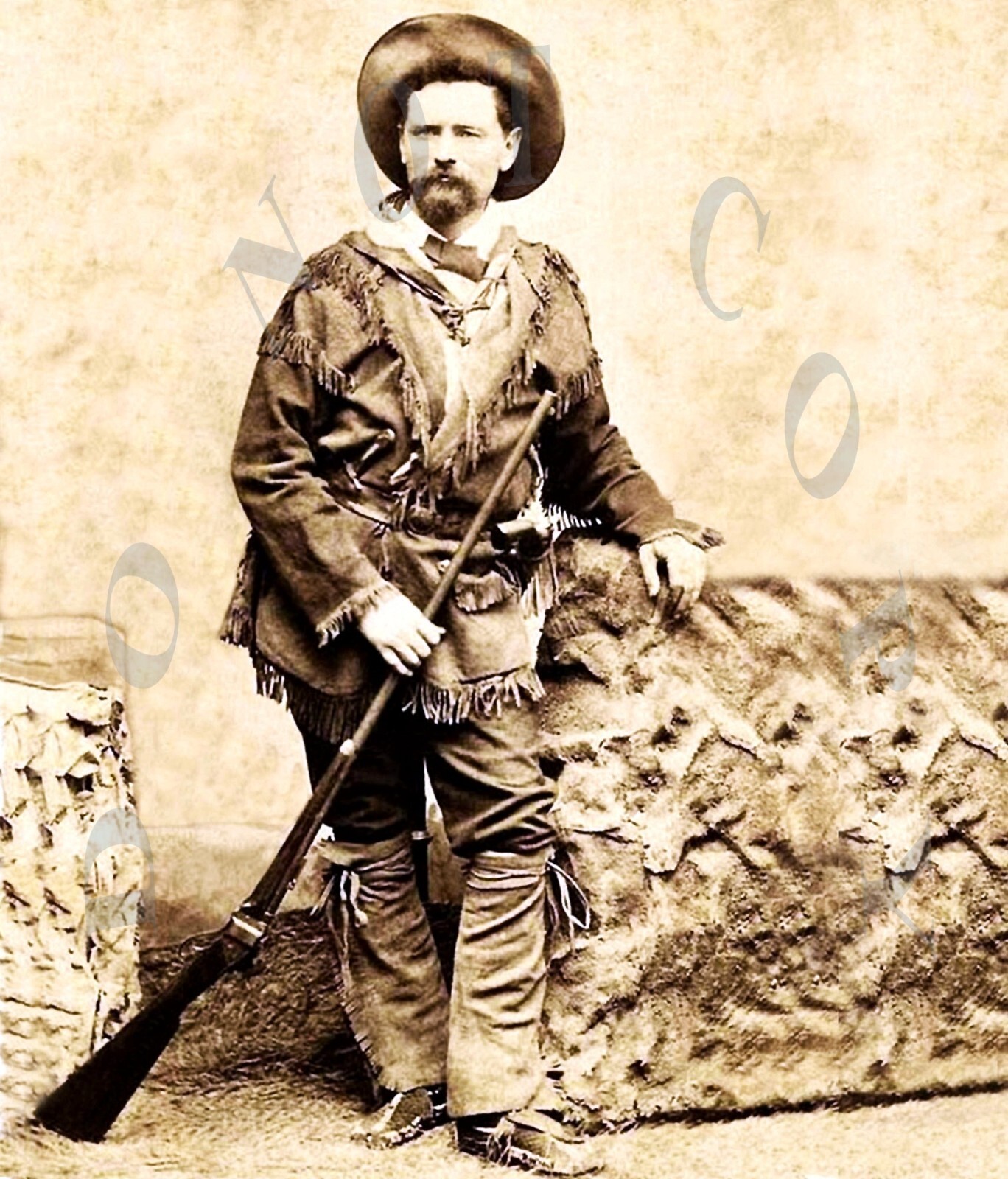 ANTIQUE REPRO 8X10 PHOTO BUFFALO HUNTER COWBOY SHARPS 1874 SPORTING ...