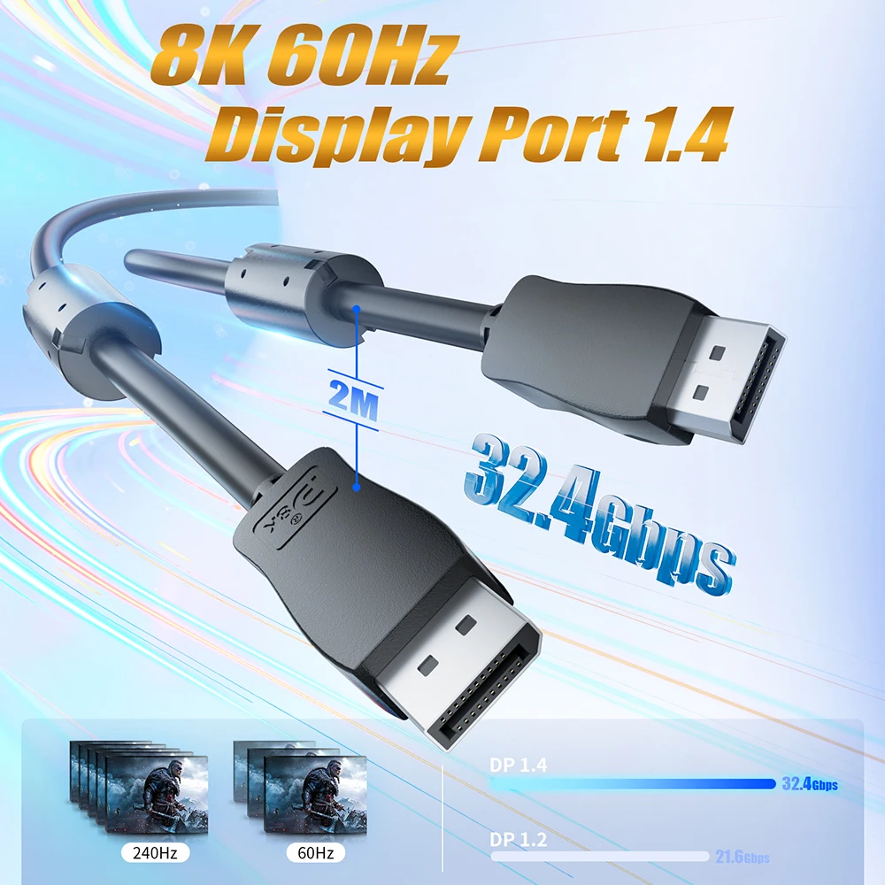 DisplayPort 1.4 Cable 240Hz Display-Port DP to DP Cable 8K 60Hz DP ...