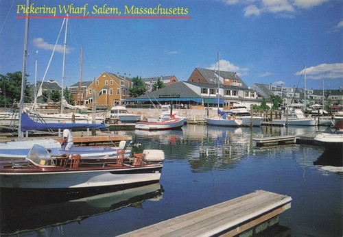 Postcard MA Salem Pickering Wharf Harbor Yachts Fishing Boats Ships ...