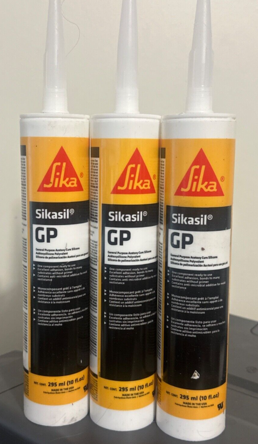 Lot of 3 tubes - Sikasil GP General Purpose Silicone Sealant. WHITE ...