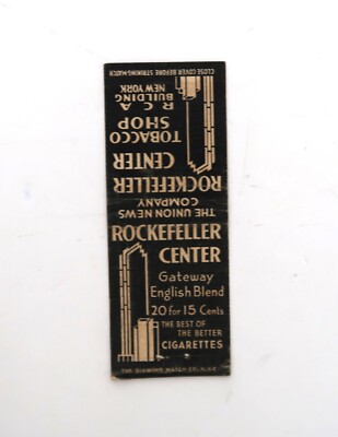 Vtg Matchbook Rockefeller Center Tobacco Shop RCA Building NYC Ephemera ...