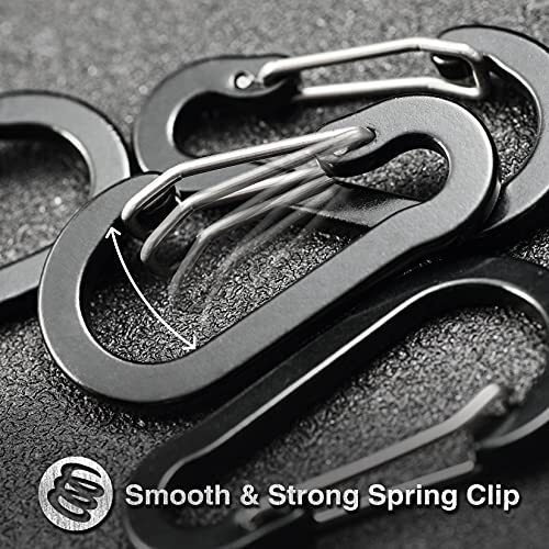 10 PCS Mini Carabiner Clips with Key Rings Aluminum D Shape Locking ...