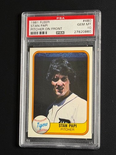 1981 Fleer PSA 10 Gem Mint #480 Stan Papi "Pitcher on Front" Error Low ...